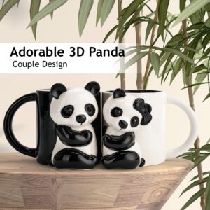 MIAMIO - Panda Ceramic Cup 14 Oz 3D Mug Animal for Coffee and Tea Lovers Cute Panda Mug Couple Gifts for Birthday/Christmas as Gifts for Women Men