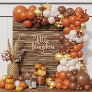 little pumpkin balloon garland arch kit 152pcs orange coffee brown balloons for fall thanksgiving autumn harvest birthday party decorations