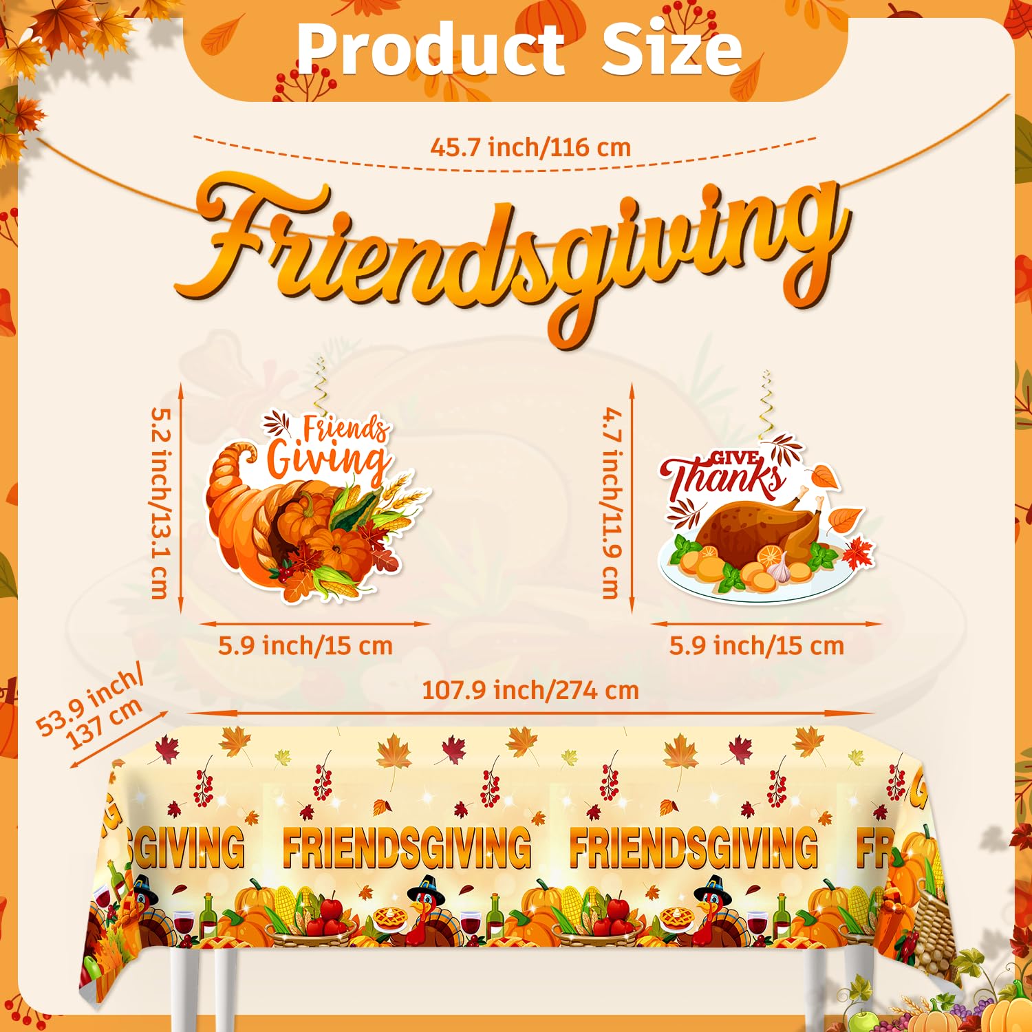 158pcs Friendsgiving Party Decorations, Friendsgiving Tableware Set, Thanksgiving Plates Party Supplies, Fall Table Decorations Give Thanks, Thanks Friends Giving Party Tableware for 20 Guests