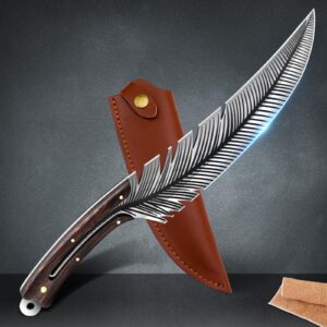 vcxox professional chef knives, sharp feather boning knife hand forged knife high carbon steel chef knife boning knife for meat cutting cooking knife with sheath for kitchen outdoor camping