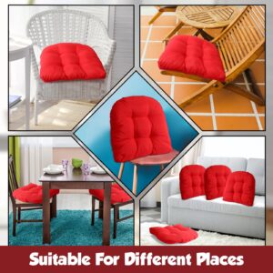 Barydat 4 Pcs Outdoor Chair Cushions 18.9 x 18.9 Inch Patio Furniture Cushion Overstuffed Seat Cushion Chair Pad with Round Corner for Indoor Chair(Red)