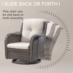 MeetLeisure Outdoor Swivel Rocker Wicker Chair, High Back Swivel Patio Chairs Wicker Furniture, 1PC Rattan Swivel Rocking Chair with OIefin Cushions(Mixed Grey/Beige)