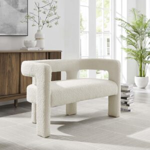 modway eei-6477-ivo kayla boucle upholstered loveseat, ivory