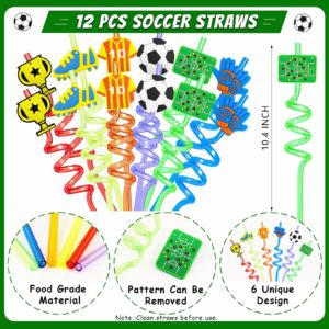 Joyvorite 158 PCS Soccer Party Favors Set with Soccer Goodie Bags Soccer Slap Bracelets Soccer Straws Puzzle Tattoo Stickers Erasers Keychains Whistle Soccer Party Supplies Soccer Party Decorations