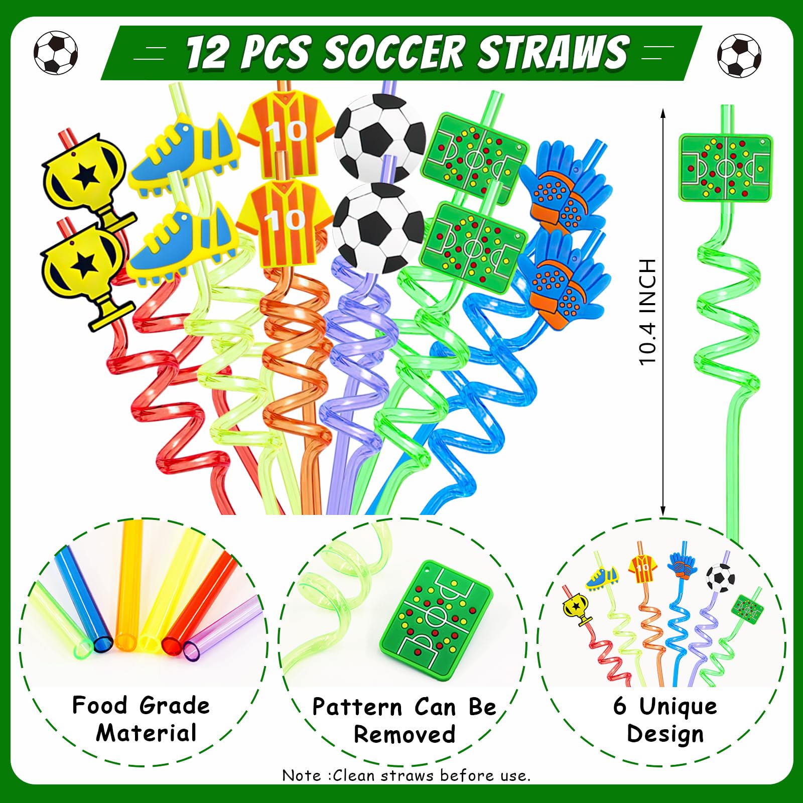 Joyvorite 158 PCS Soccer Party Favors Set with Soccer Goodie Bags Soccer Slap Bracelets Soccer Straws Puzzle Tattoo Stickers Erasers Keychains Whistle Soccer Party Supplies Soccer Party Decorations