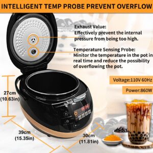 Yovtekc 5L Commercial Tapioca Pearl Cooker, Automatic Pearl Cooker, Tapioca Cooker Pearl Maker with Digital Touchscreen, Non-Stick Bubble Tea Cooker, 110V 860W