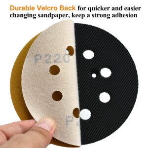 Aiyard 5-Inch 8-Hole Hook and Loop Sanding Discs 220-Grit Random Orbit Sandpaper, 50-Pack