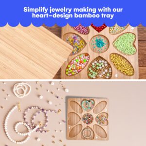 Noa Store Multi Platter Bead Boards -Bracelet Board with Magnets for the Lid -Heart Design Beadwork Accessory Sorter Container -Beading Board for Jewelry Making - Bead Design Board - 0.9"Hx7.9"Lx7.9"W