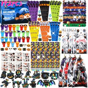 veduta 192pcs halloween favors stationery gift set, trick or treat gifts for kids, 24 pack halloween party favors for kids classroom prizes bulk halloween school supplies goodie bag stuffers fillers.