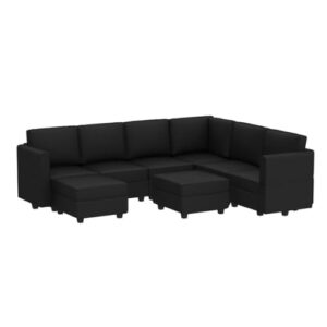 Belffin Modular Sectional Sofa with Storage Seat Oversized U Shaped Couch with Reversible Chaise Sofa Set with Ottoman Velvet Black