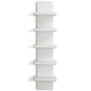 homaterial 5 tier wall shelves - white vertical book shelf for wall storage, modern floating shelves for bedroom living room vanity