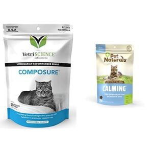 vetriscience composure calming formula for cats, 30 chews & pet naturals calming chews for cats, 30 chews