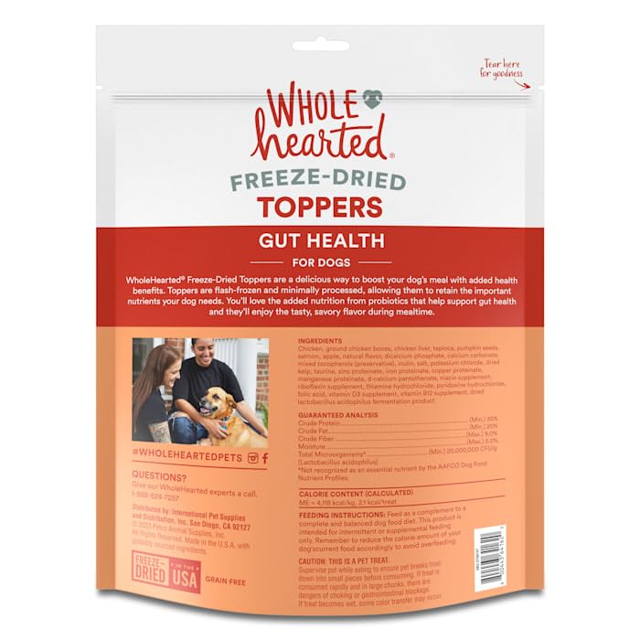 WholeHearted Freeze-Dried Gut Health Dog Food Toppers 12 oz.