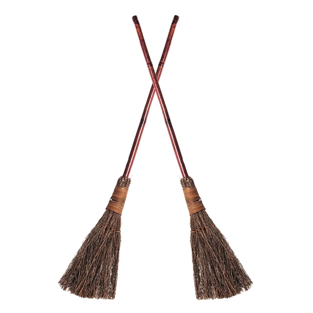 Cinnamon Scented Broom with Bamboo Handle (2-Pack) - 36" Heather Broom - Holiday Decor