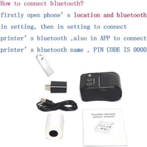 GZGYNADAST Bluetooth Thermal Receipt Printer 58mm, Android Wireless Portable Mini Pocket Invoice Bill Ticket pos Printer for Small Business, Compatible with Android/Windows/Linux,NOT for iOS/ipad/MAC