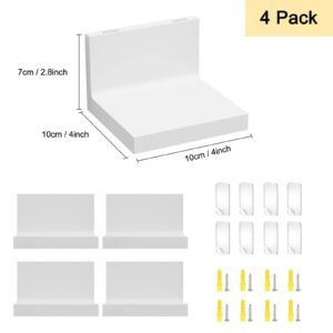 Tigcent 4 Pack Small Floating Shelf, Mini Wall Shelf Small Shelf for Wall Decor, Plastic Hanging Display Ledges for Bathroom Livingroom Bedroom