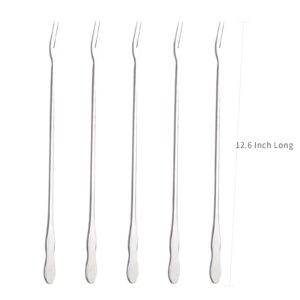 Extra Long Pickle Fork 12.6 inches, 5 Pcs Long Handle Olive Fork, Stainless Steel Cocktail Forks, Prong Pickle Picker, Pickle Grabber, Long Dessert Forks, Long Fruit Fork, 5 pieces