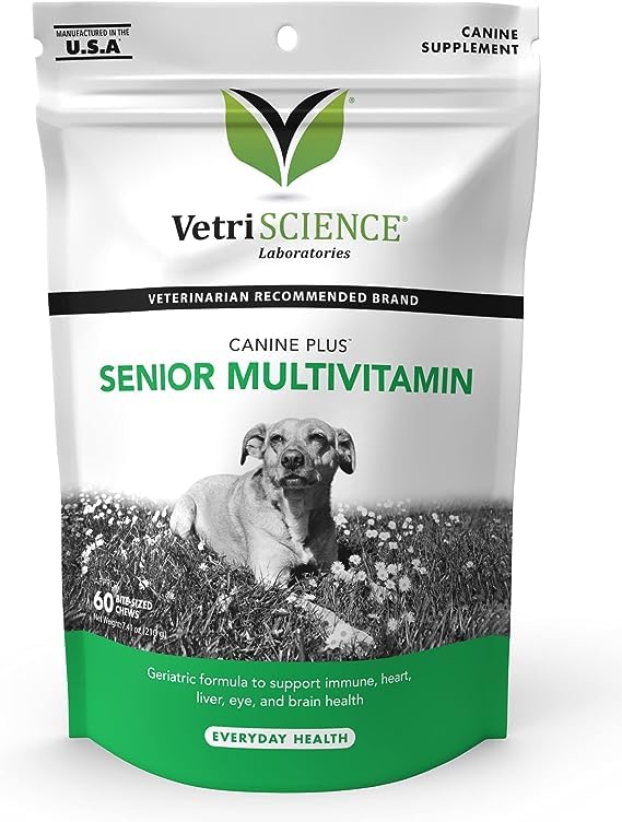 VetriScience Glycoflex 3 Clinically Proven Hip and Joint Supplement for Dogs, 120 Chews & Canine Plus MultiVitamin for Senior Dogs, 60 Chews