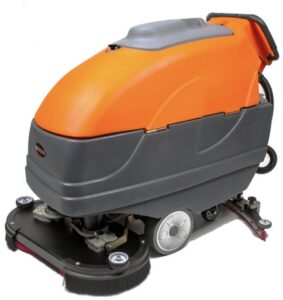 sunmax rt120 34" self-propelled commercial floor scrubber machine - 33-gal tank, dual brushes, battery powered, high efficiency for large areas