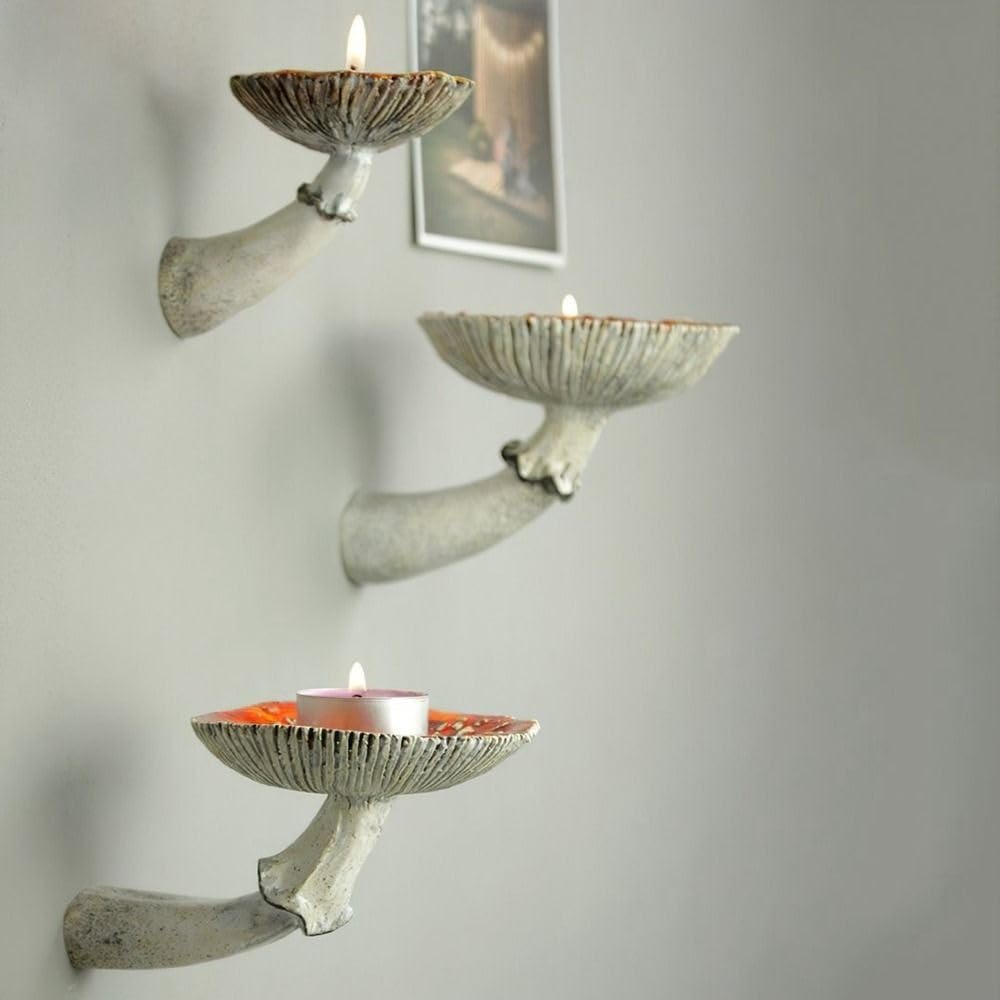 1PCS Mushroom Hanging Shelf,Cute Mushroom Wall Floating Shelf Wall Mounted Hanging Shelves for Home(L)