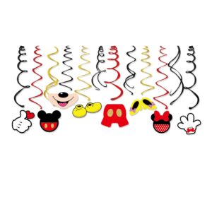 30CT Red Mouse Hanging Swirl Decorations for Party Birthday, Mini Mouse Ceiling Streamer Decor for Baby Kids Birthday Decoration, Micky Mouse Themed Party Supplies for 1st Birthday Party Baby Shower