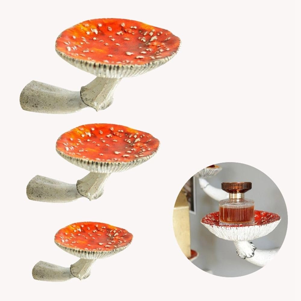 1PCS Mushroom Hanging Shelf,Cute Mushroom Wall Floating Shelf Wall Mounted Hanging Shelves for Home(L)