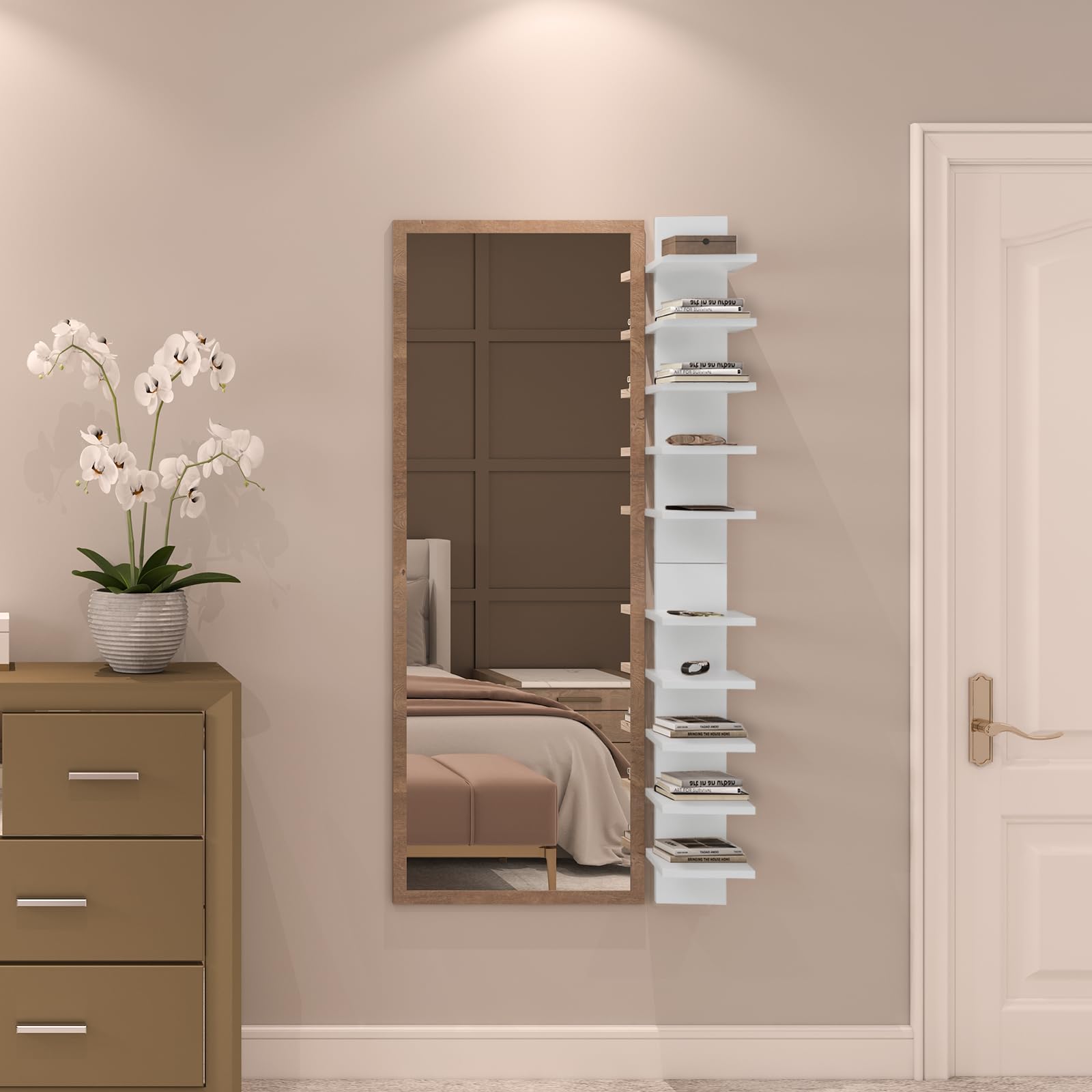 Homaterial 5 Tier Wall Shelves - White Vertical Book Shelf for Wall Storage, Modern Floating Shelves for Bedroom Living Room Vanity