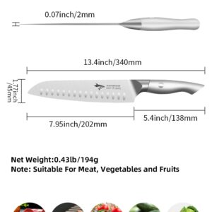 MAD SHARK Premium Santoku Knife 8 Inch, High-end Professional Best Sharp Kitchen Knife, German Stainless Steel, japanese Chef Knife, sushi knife, chef's knives, Cutting Knives - Silver