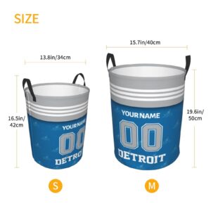 Detroit Laundry Hamper Custom Laundry Hamper with Name Number Personalized Laundry Baskets Collapsible Storage Basket for Bedroom Bathroom Football Fan Gift