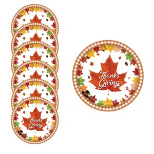 obenim halim 24 pcs thanksgiving fall paper plates autumn leaves design dessert paper plates for disposable holiday thanks theme party dinnerware