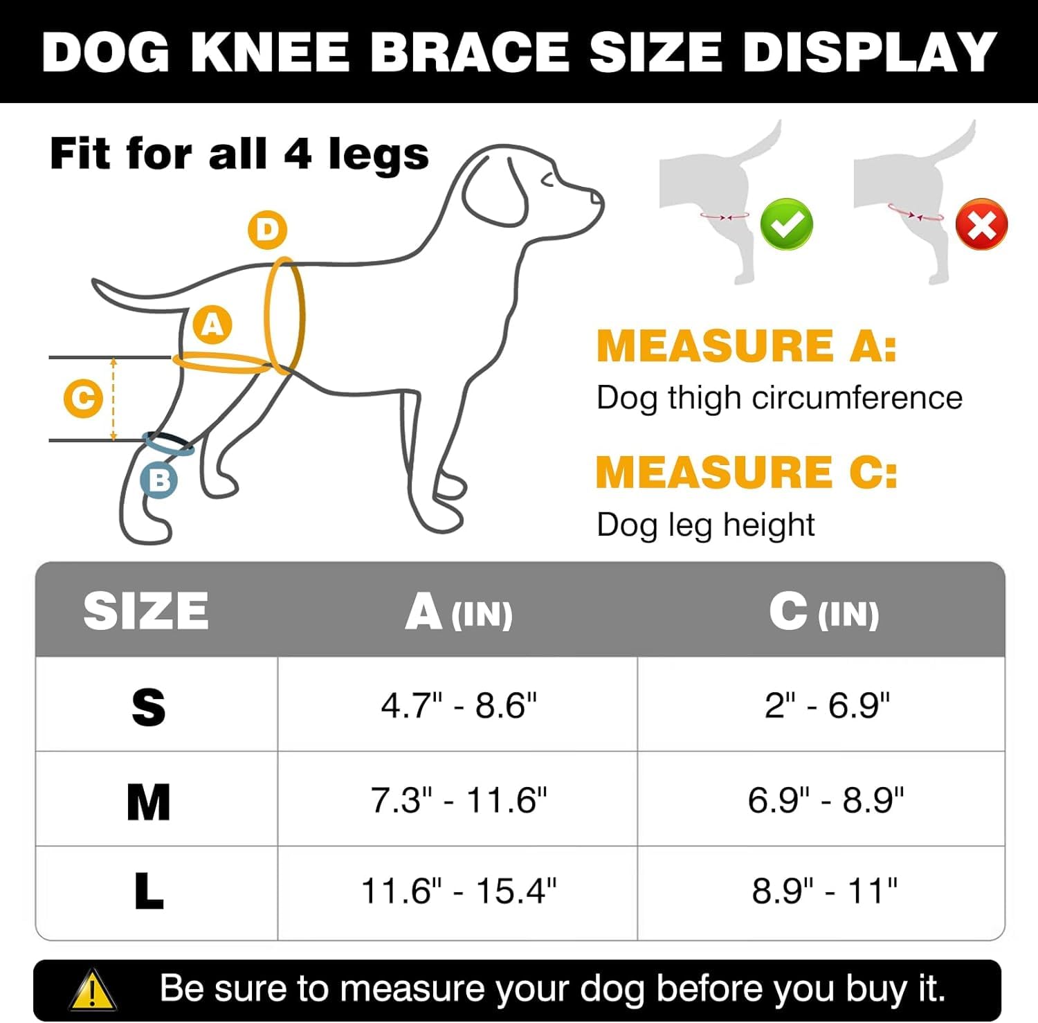 JUANWAN Dog Knee Brace Leg Braces - Dog Canine Knee Stifle Brace Wrap Dog Knee Brace for Torn ACL Hind Leg Joint Pain Muscle Sore Pet Brace Reduces Pain and Inflammation (M)