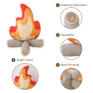 Chilifuli Funny Campfire Plush,17.7 in Simulation Fake Campfire Pillow, Soft Stuffed Cartoon Fire Doll Campfire Firewood Toys, Simulation Bonfire Plush Toy for Outdoor Camping Room Decor Kids Gifts