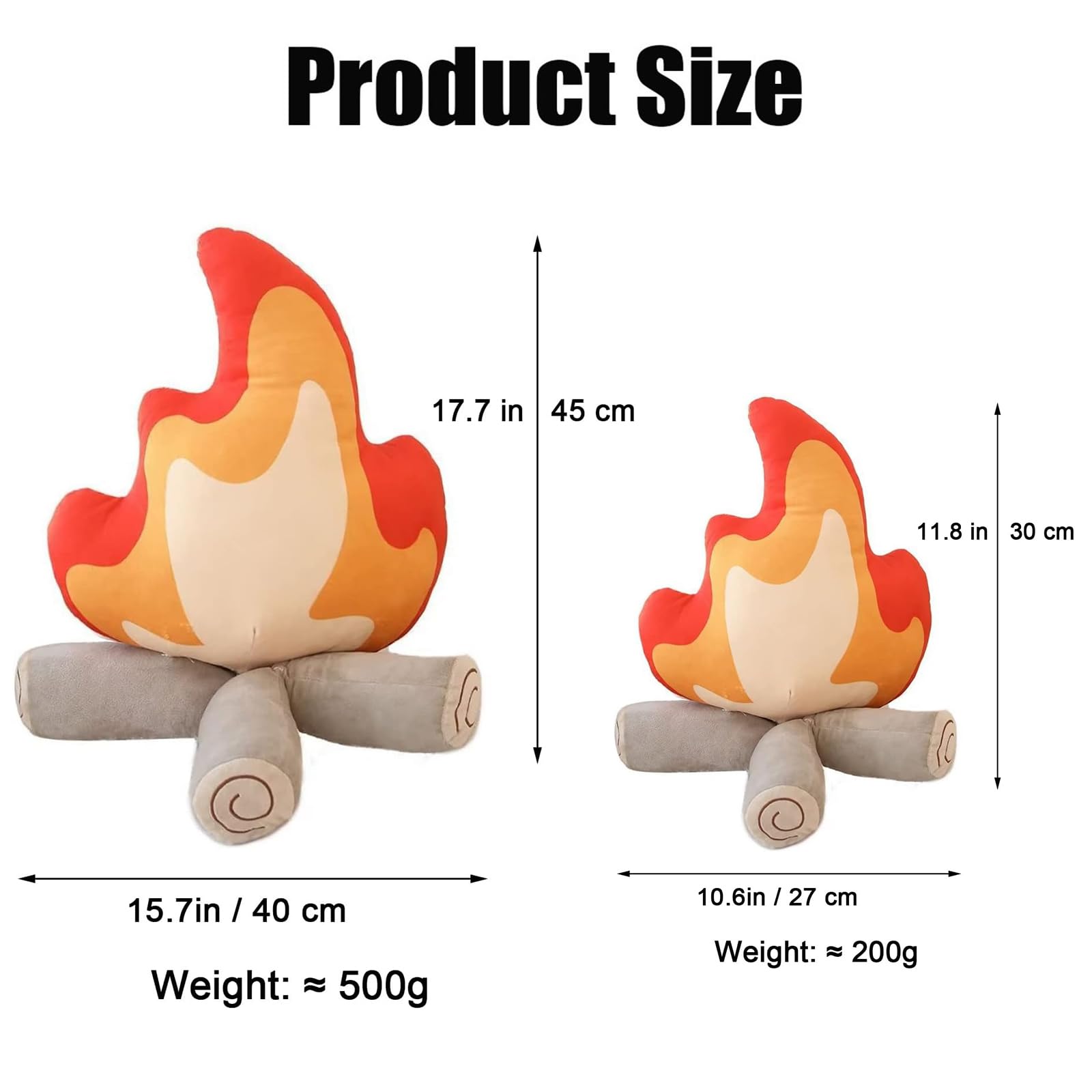 Chilifuli Funny Campfire Plush,17.7 in Simulation Fake Campfire Pillow, Soft Stuffed Cartoon Fire Doll Campfire Firewood Toys, Simulation Bonfire Plush Toy for Outdoor Camping Room Decor Kids Gifts