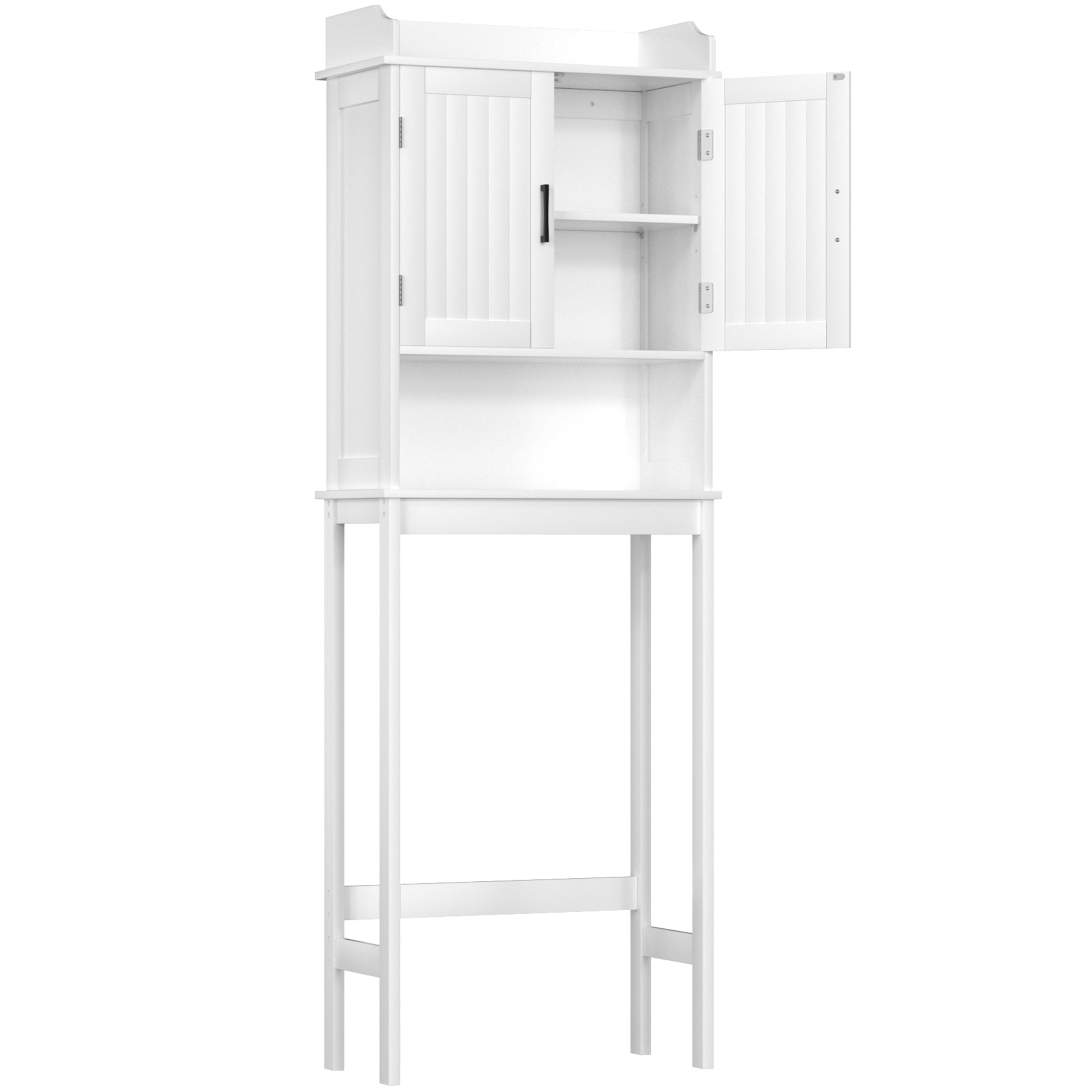 VEIKOU Over-The-Toilet Storage, Bathroom Cabinet Over Toilet, Freestanding Over The Toilet Storage Cabinet w/Adjustable Shelf & Storage Rack, White