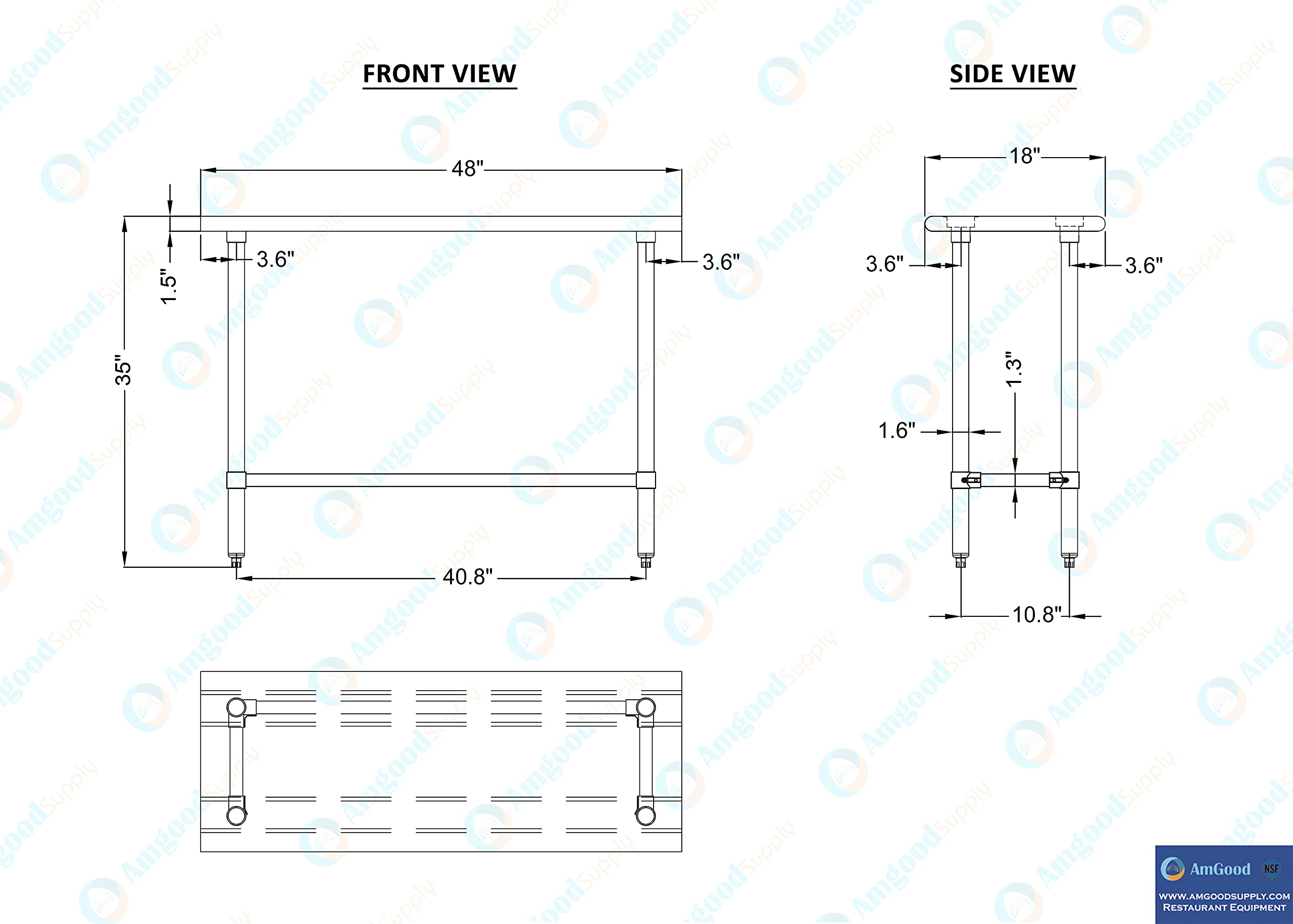 18 in. x 48 in. Open Base Stainless Steel Work Table | Residential & Commercial | Food Prep | Heavy Duty Utility Work Station | NSF