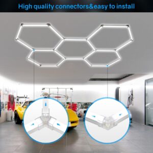 Vanesa Hexagon Garage Lights, 25-Pack Ceiling Assembling Lights, 5 Honeycomb Hexagon Led Garage Light for Garage Gym Office Auto Beauty Shop 6500K 150W 18000LM Car Detailing Shop Light, Easy to DIY