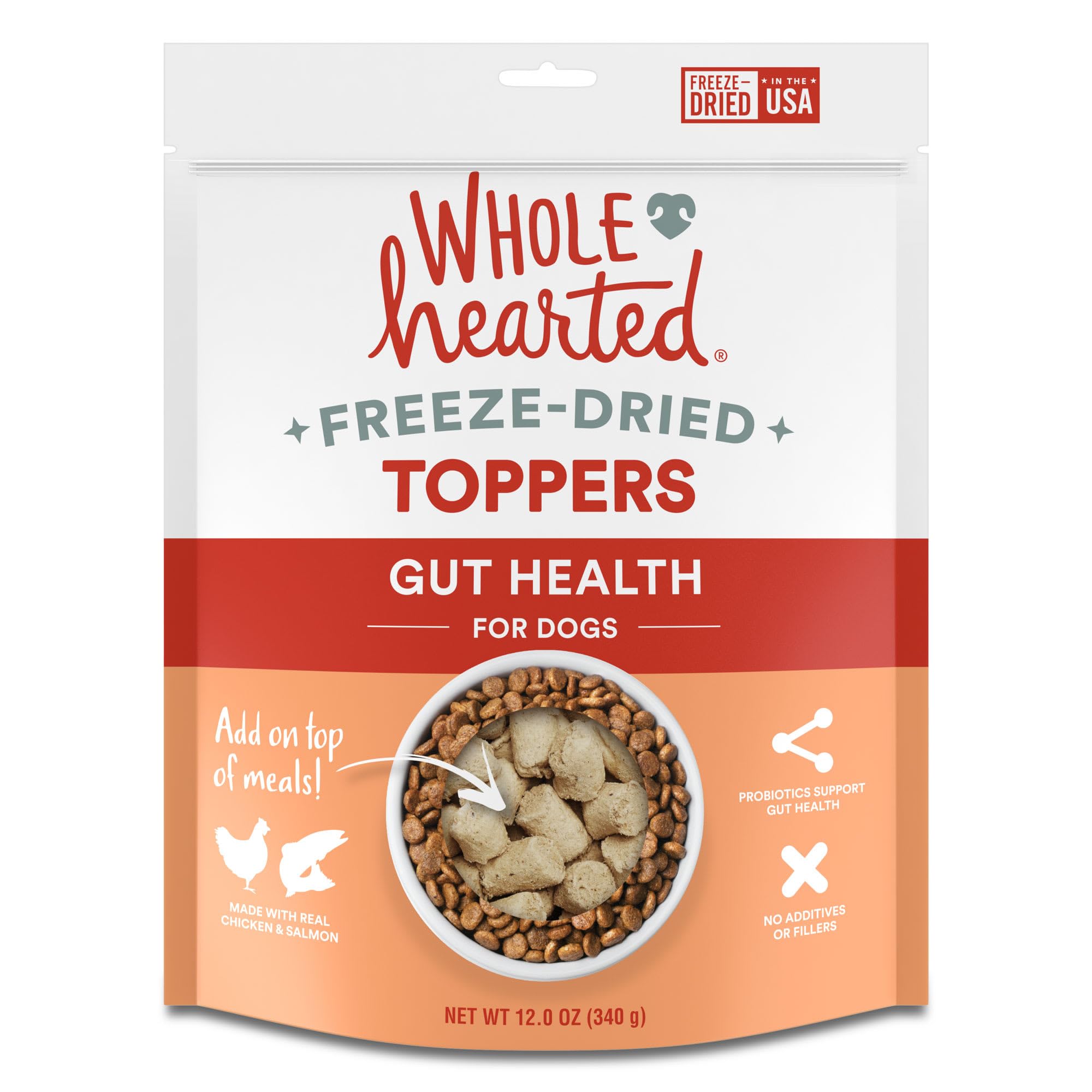 WholeHearted Freeze-Dried Gut Health Dog Food Toppers 12 oz.