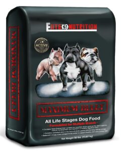 maximum bully - all life stage performance dog food. high protein 32% - high fat 22%. 30lb bag.