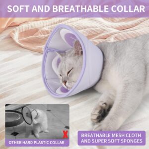 WZ PET Cat Recovery Collar Cone,Adjustable Cat Cone Collar Soft,Cone for Cat After Surgery,Kitten Cone,Purple,M