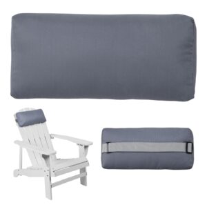 rasugarlary headrest pillow for patio chaise lounge chair, outdoor chaise pillows with adjustable elastic stripe head resting pillows for recliner office chair, dark gray