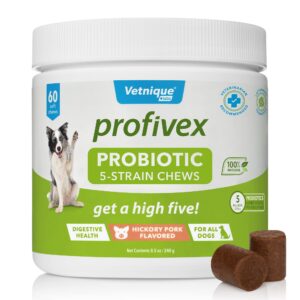 Glandex for Dogs Anal Gland Support Chews 120ct Pork Liver and Profivex 5-Strain Chews 60ct Bundle, Anal Gland Supplement for Dogs, 5-Strain Clinical-Strength Digestive Probiotics for Dogs