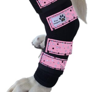 Paw Empire - Pair of Dog Leg Braces, Ultra Supportive, Comfortable, Dual Metal Springs, Canine Hock Brace for Joint Arthritis, Assists Injury & Sprains (Pink Stars, Large)