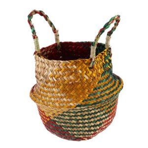 woven linen basket storage container multipurpose vase double thicken handle storage bin for home organization decorative linen basket planter