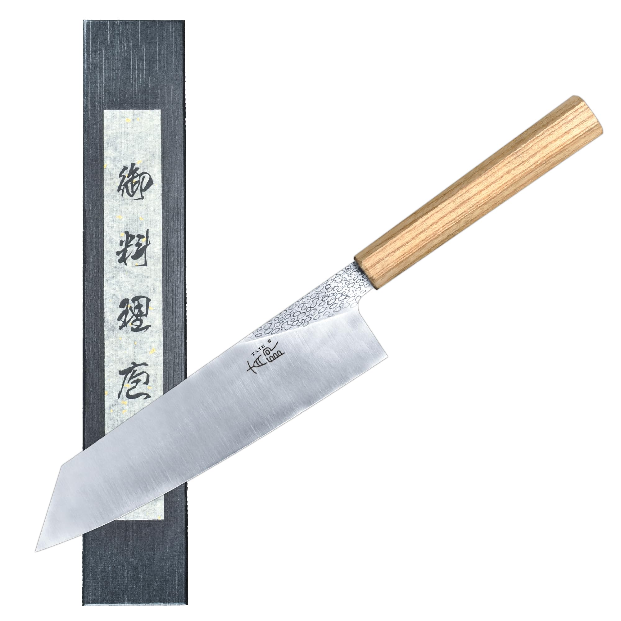 TAIE Kitchen Knife 8 Inch Japanese Bunka Knife High Carbon Powder Forge Stainless Steel 905 Blade With 62 HRC Natural Ash Wood Handle Light Weight Comfortable Grip 210mm