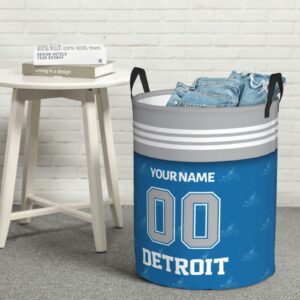 Detroit Laundry Hamper Custom Laundry Hamper with Name Number Personalized Laundry Baskets Collapsible Storage Basket for Bedroom Bathroom Football Fan Gift