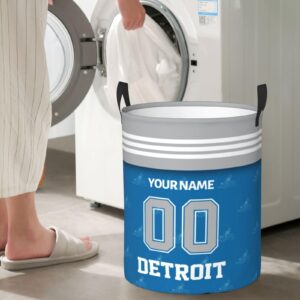 Detroit Laundry Hamper Custom Laundry Hamper with Name Number Personalized Laundry Baskets Collapsible Storage Basket for Bedroom Bathroom Football Fan Gift