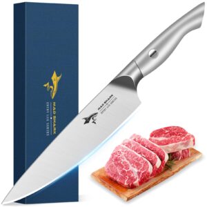 mad shark chef knife 8 inch kitchen chef's knife ultra sharp cooking knife, german stainless steel, ergonomic handle design, christmas gifts for women men, sliver