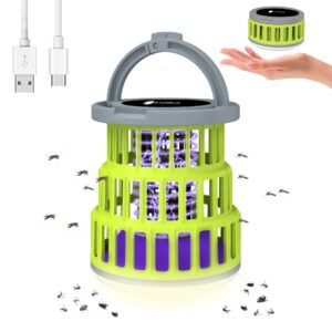 exorux telescopic bug zapper outdoor, cordless & rechargeable mosquito zapper with camping lamp, fly traps outdoor, fly zapper, mosquito trap, fly catcher, bug light for garden backyard patio