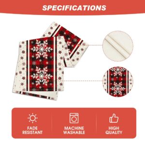 Artoid Mode Buffalo Plaid Snowflakes Christmas Table Runner, Seasonal Winter Kitchen Dining Table Decoration for Home Party Decor 13x72 Inch