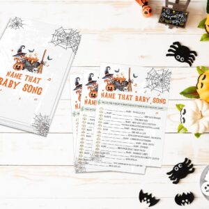 Halloween Name That Baby Song Game, Halloween Game for Baby Shower, Baby Shower Decorations, Fall Gender Reveal Party Supplies, 30 Game Cards and 1 Answer Key - WY08